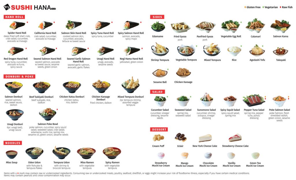 Menu | Sushi Hana Bothell